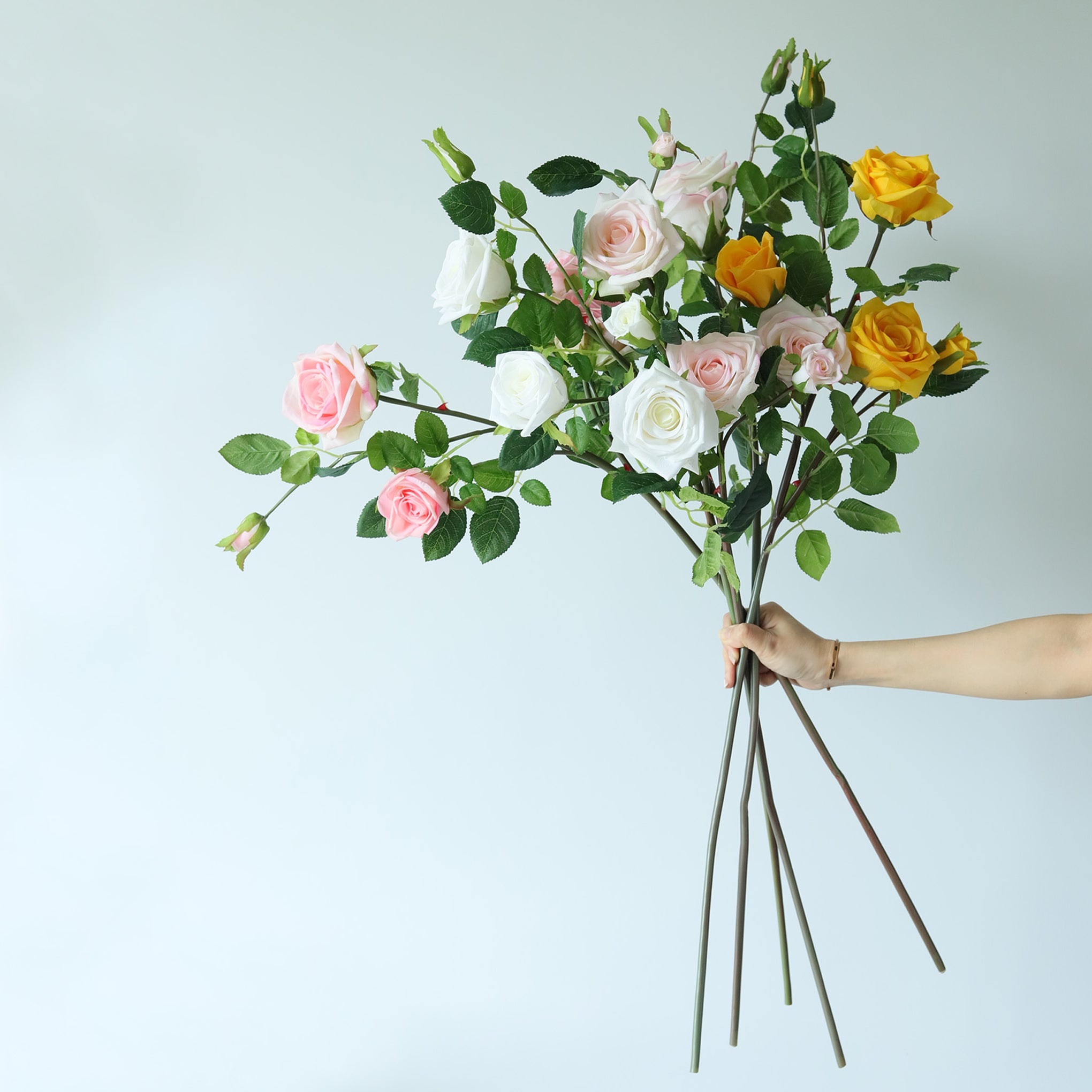 Spray Real Touch Roses Artificial Flowers 5 Colors - VANRINA