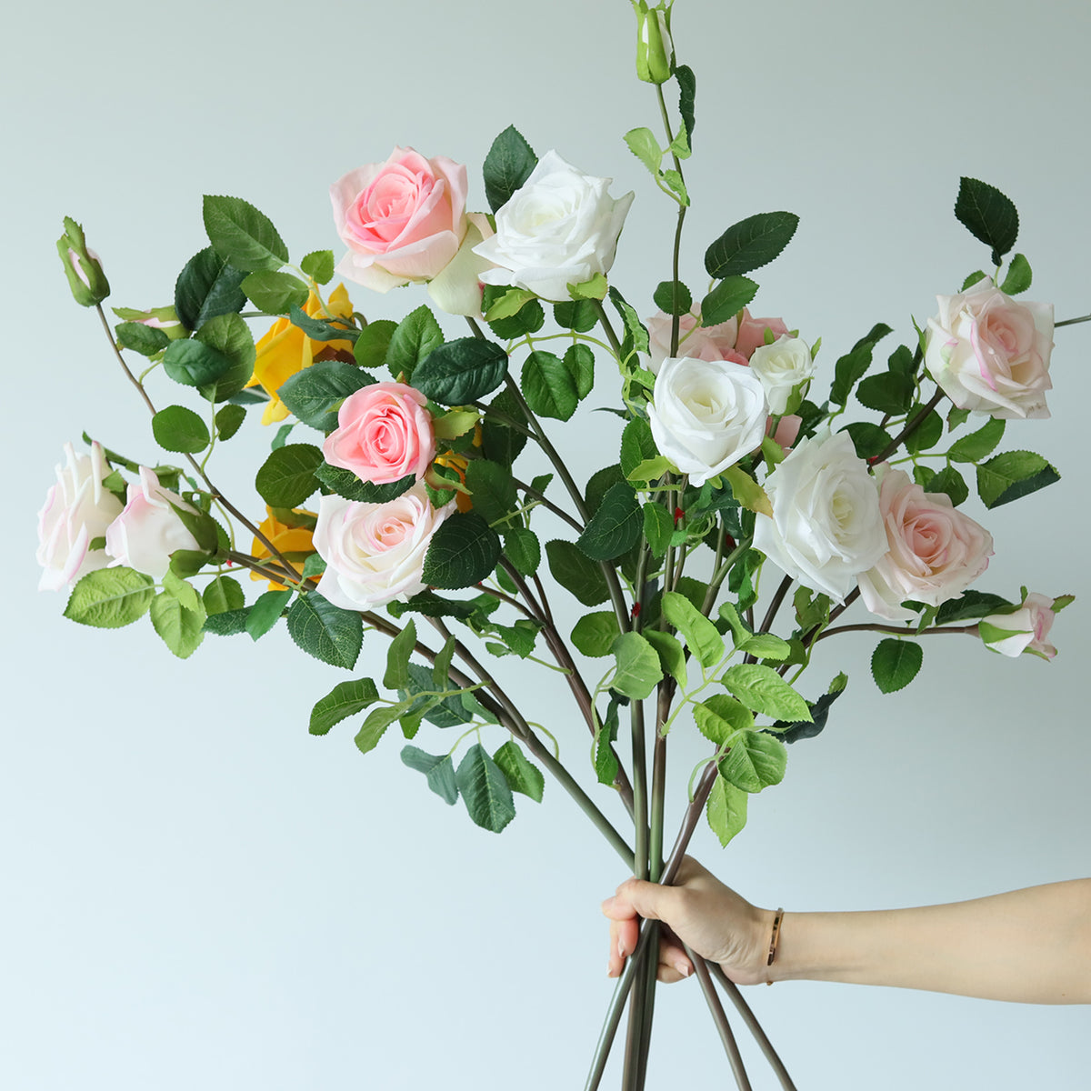 Spray Real Touch Roses Artificial Flowers 5 Colors - VANRINA