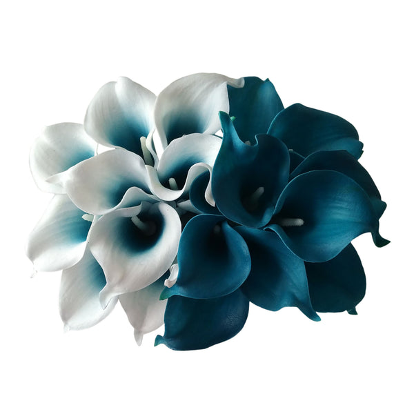 Oasis Teal Wedding Flowers Teal Blue Calla Lily Bouquet - VANRINA
