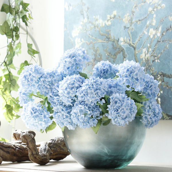Small Blue Hydrangea Bush Silk Flowers - VANRINA