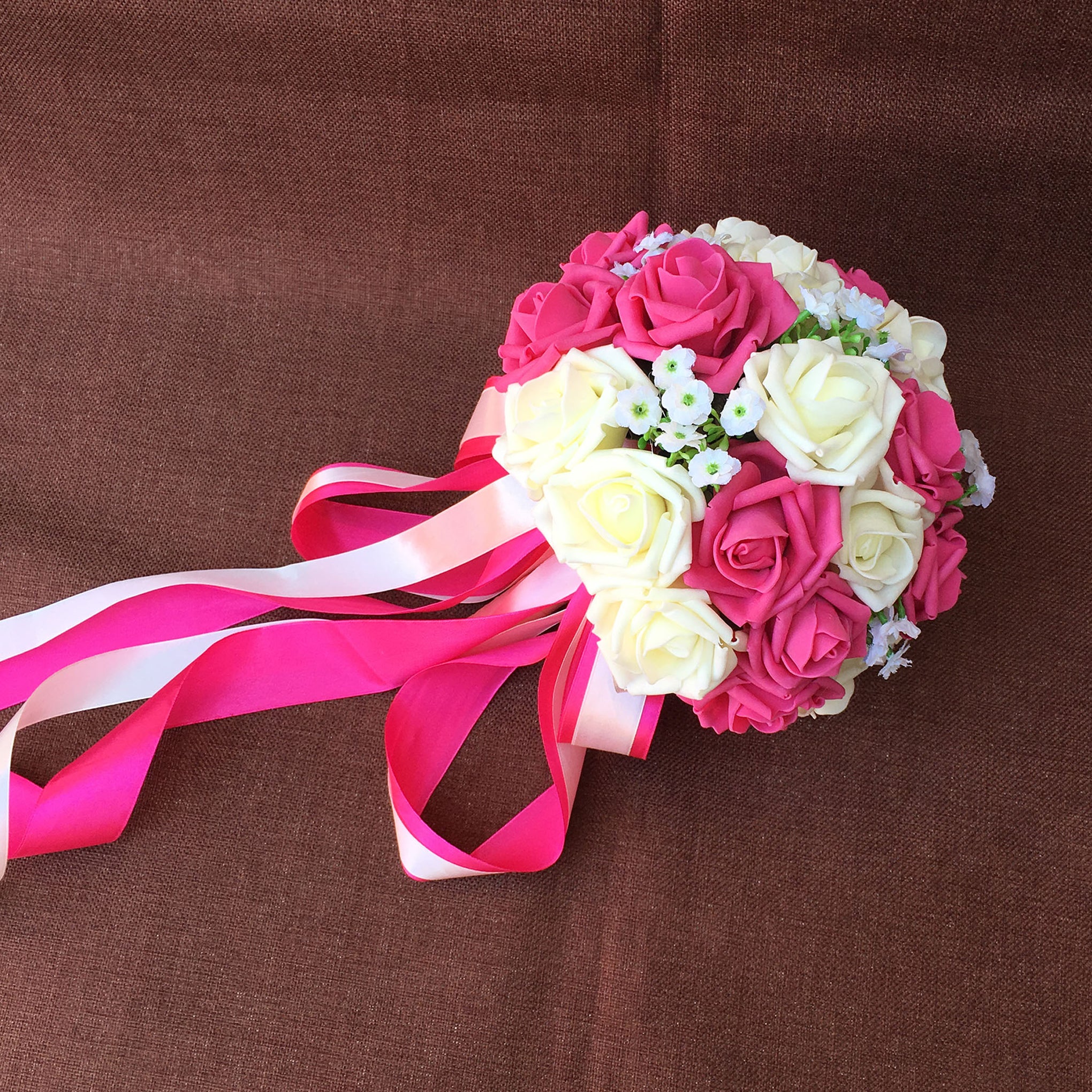 Fuschia Ivory Wedding Bridal Bouquet - VANRINA