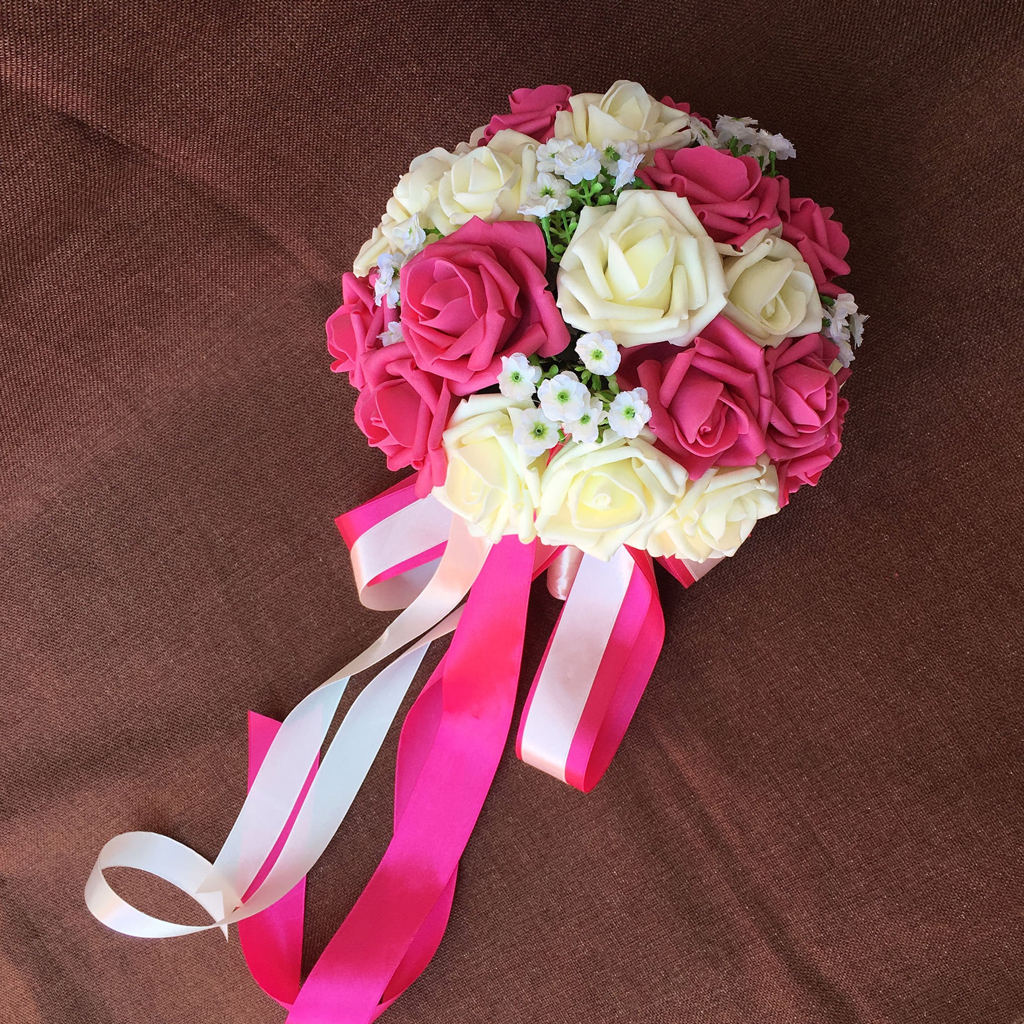 Fuschia Ivory Wedding Bridal Bouquet - VANRINA