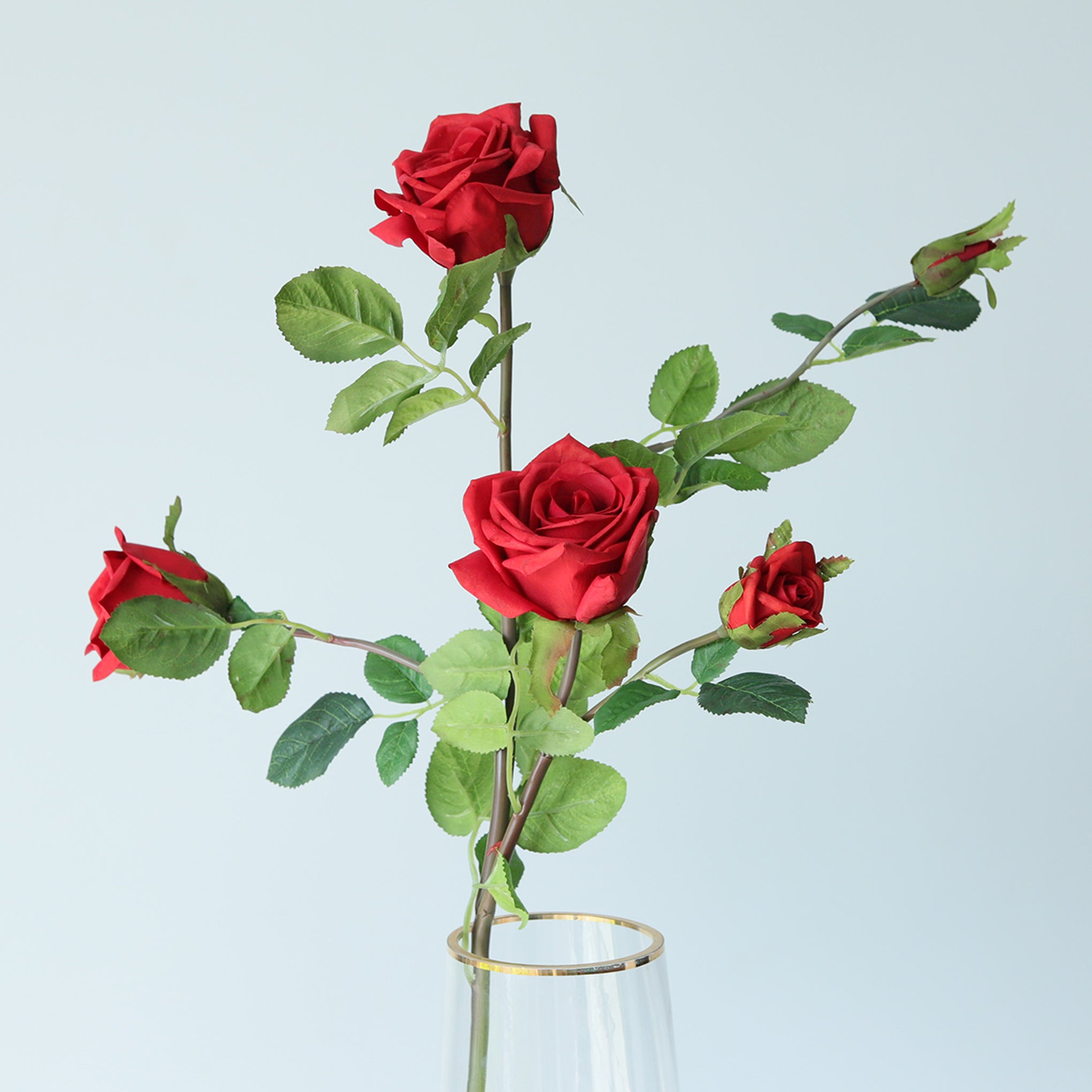 Spray Real Touch Roses Artificial Flowers 5 Colors - VANRINA