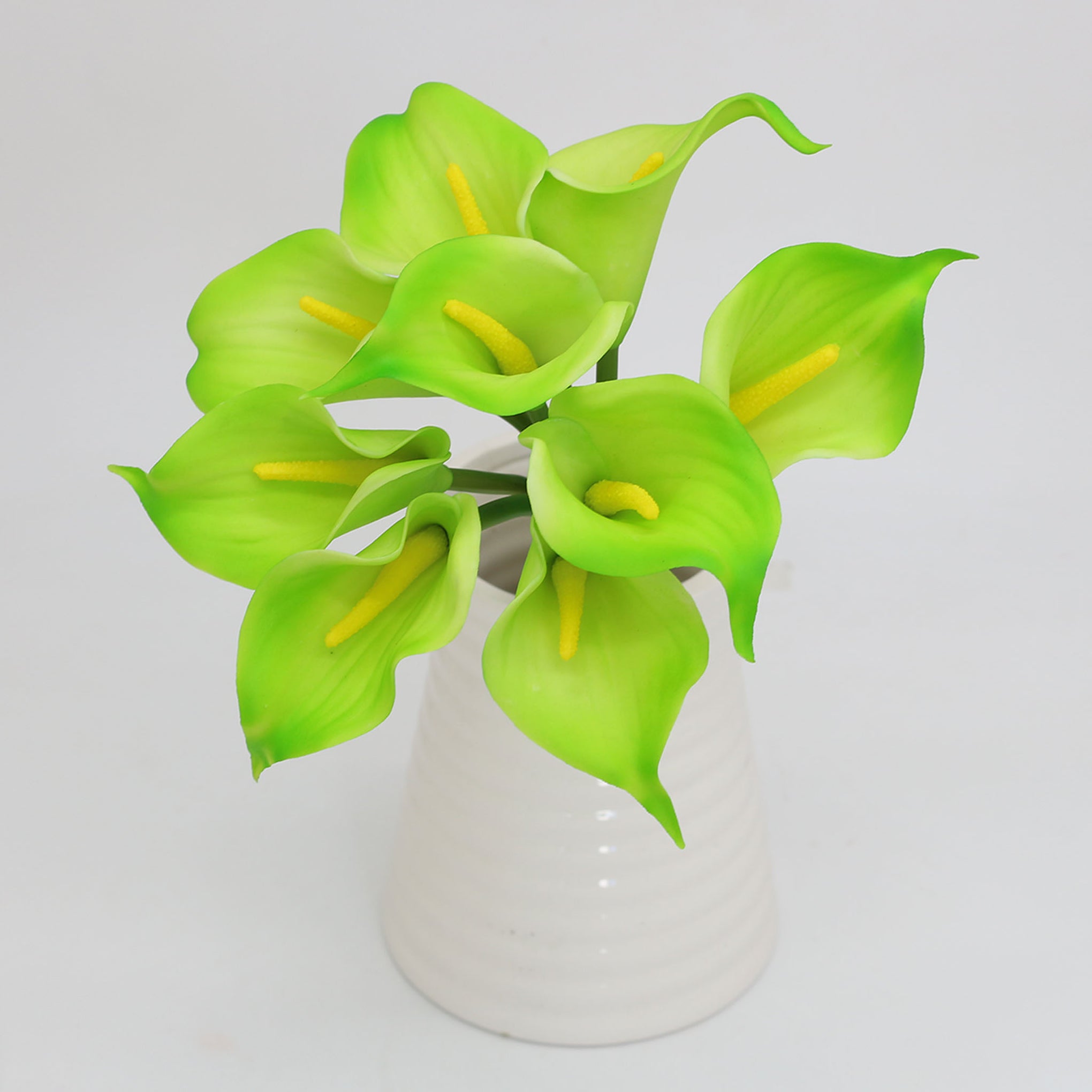 Lime Green Calla Lily Bouquet Real Touch Flowers for Corsages DIY - VANRINA