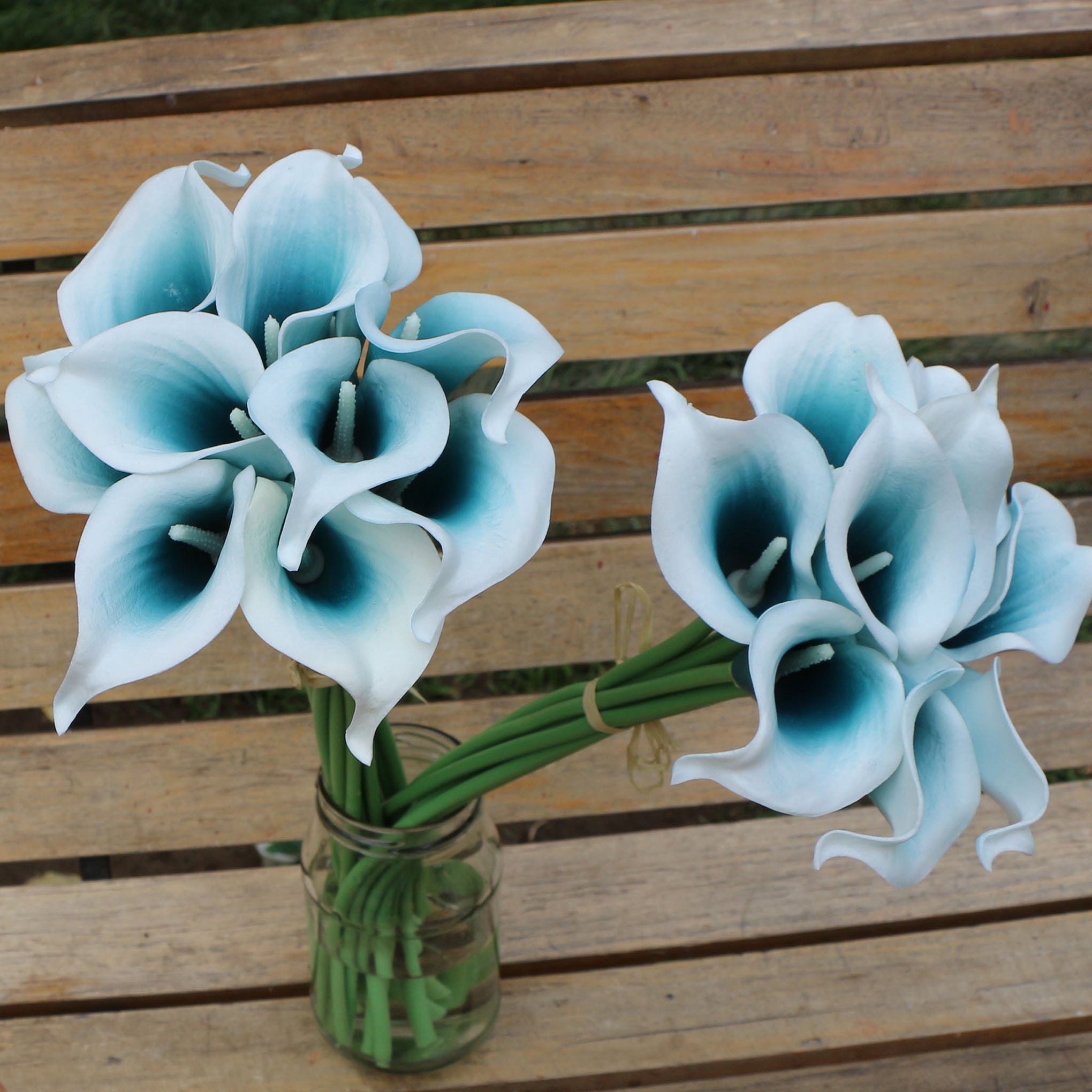 Oasis Teal Wedding Flowers Teal Blue Calla Lily Bouquet - VANRINA