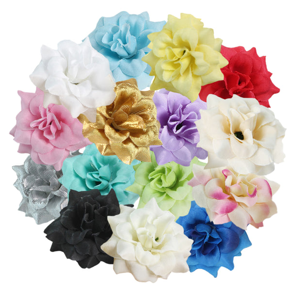 Small Silk Roses Flowers in Bulk Flocking Flowers 100 pcs for Hairpins ...