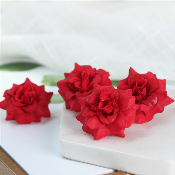 Small Silk Roses Flowers in Bulk Flocking Flowers 100 pcs for Hairpins ...