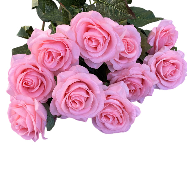 Real Touch Flowers Soft Pink Roses Bulk 50 Flowers - VANRINA